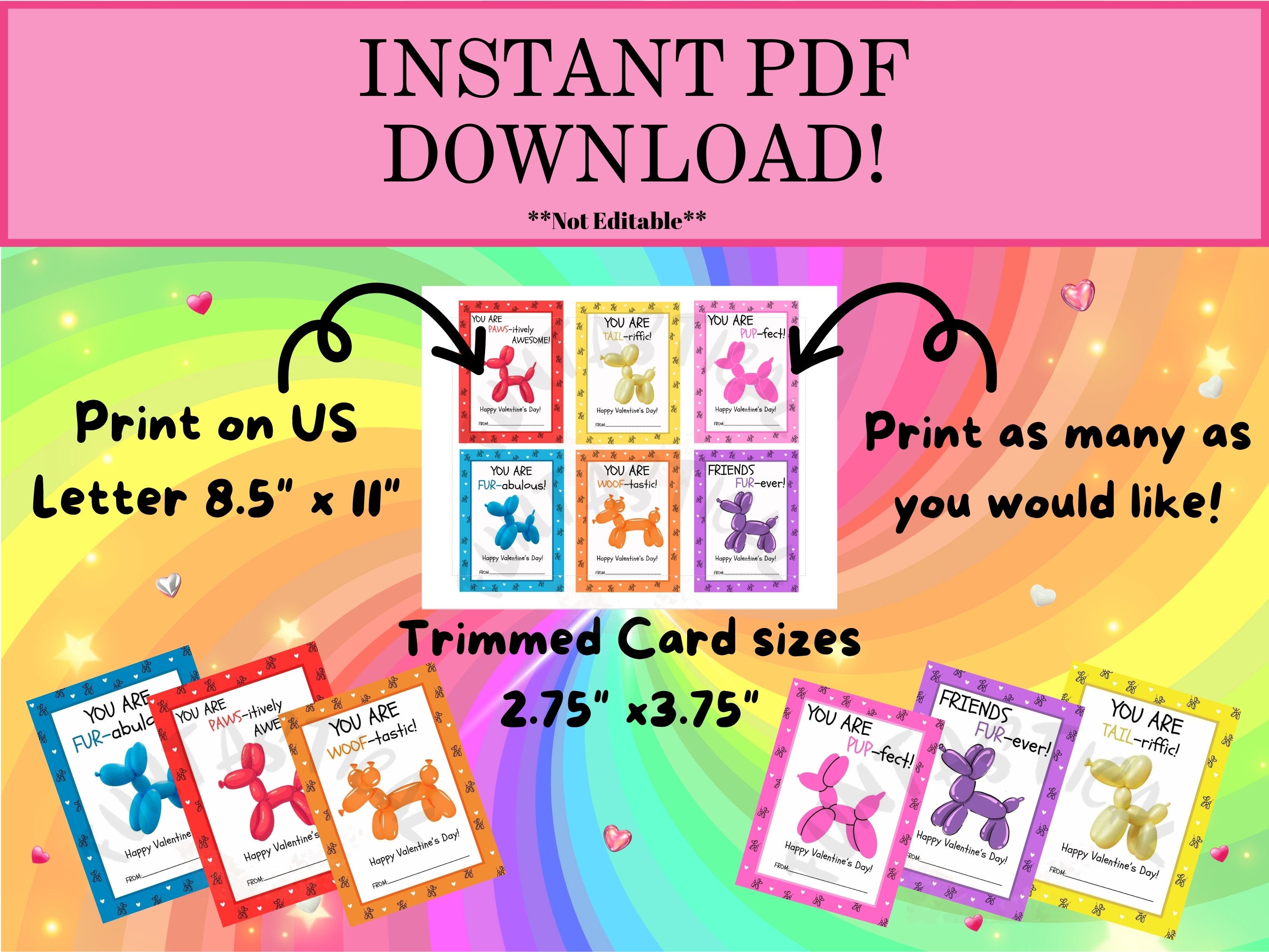 Balloon Dog Valentine Cards, Balloon Animal Valentine Day Cards ...