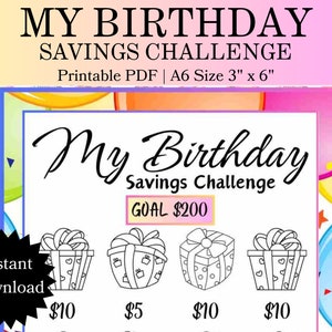 Birthday Savings Challenge: A6 Budget Binder Tracker (PDF Instant ...
