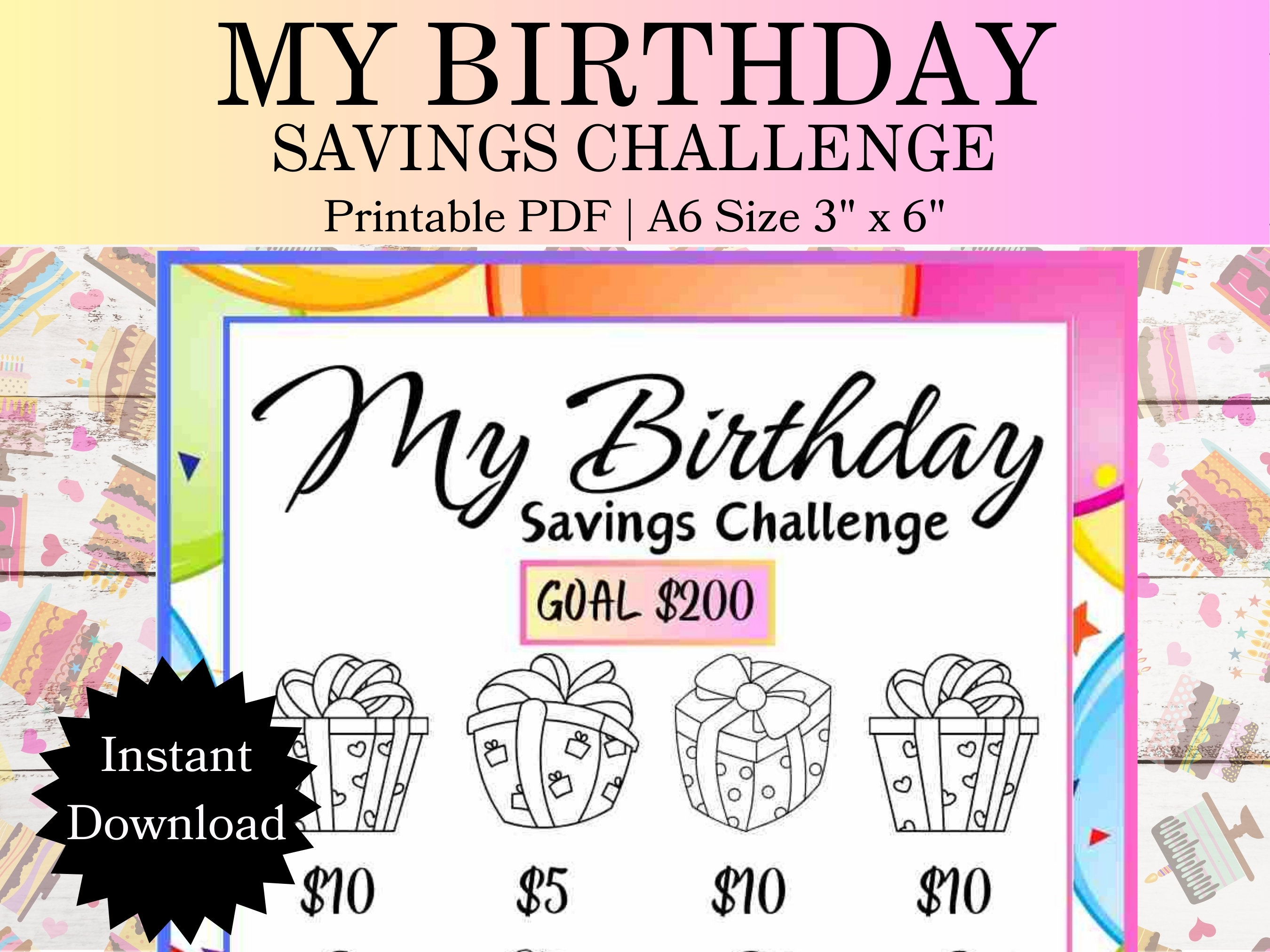 Birthday Savings Challenge: A6 Budget Binder Tracker (PDF Instant ...
