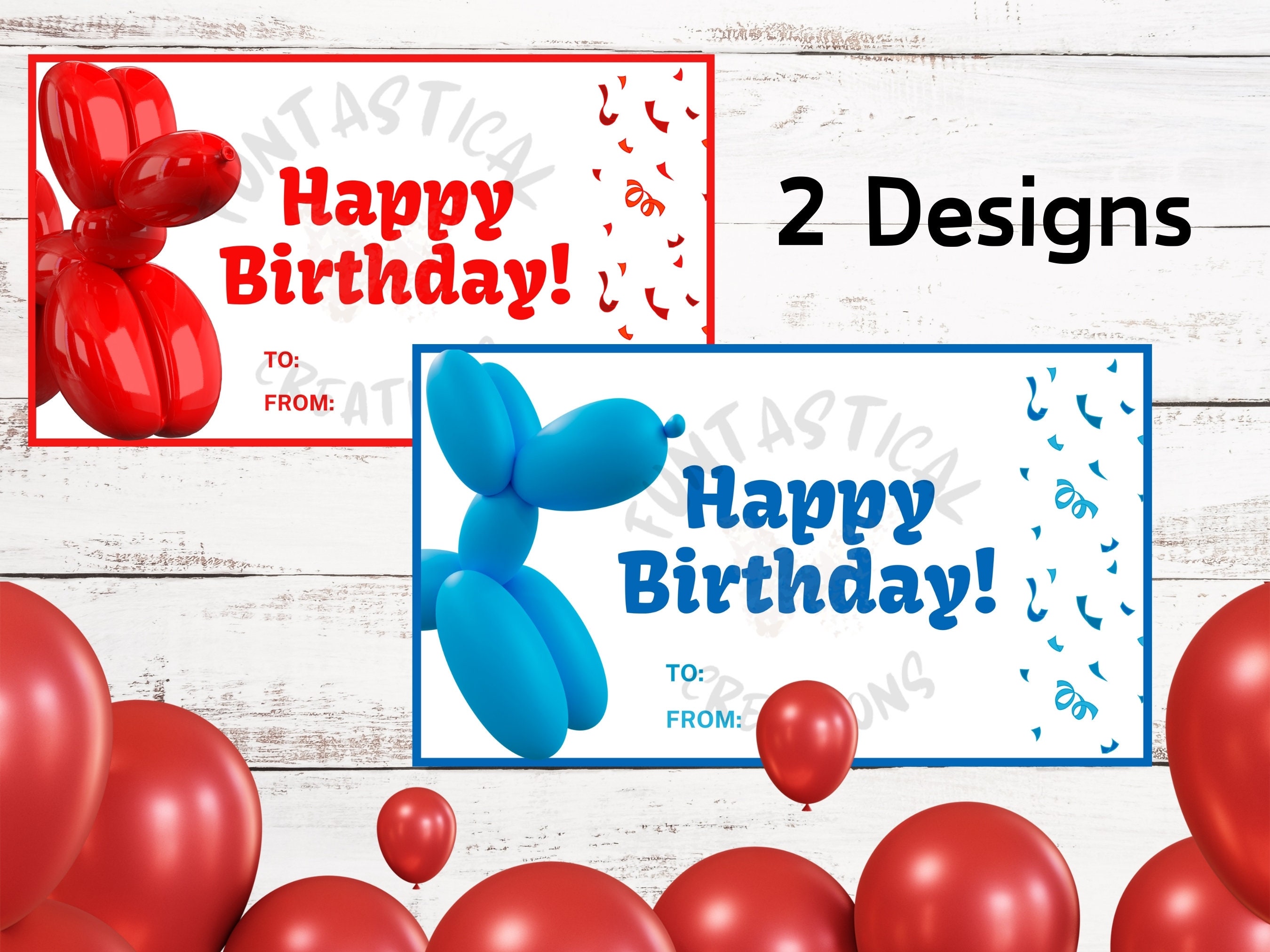 Balloon Dog Birthday Gift Tags: Party Favor Labels (PDF Download) - Etsy