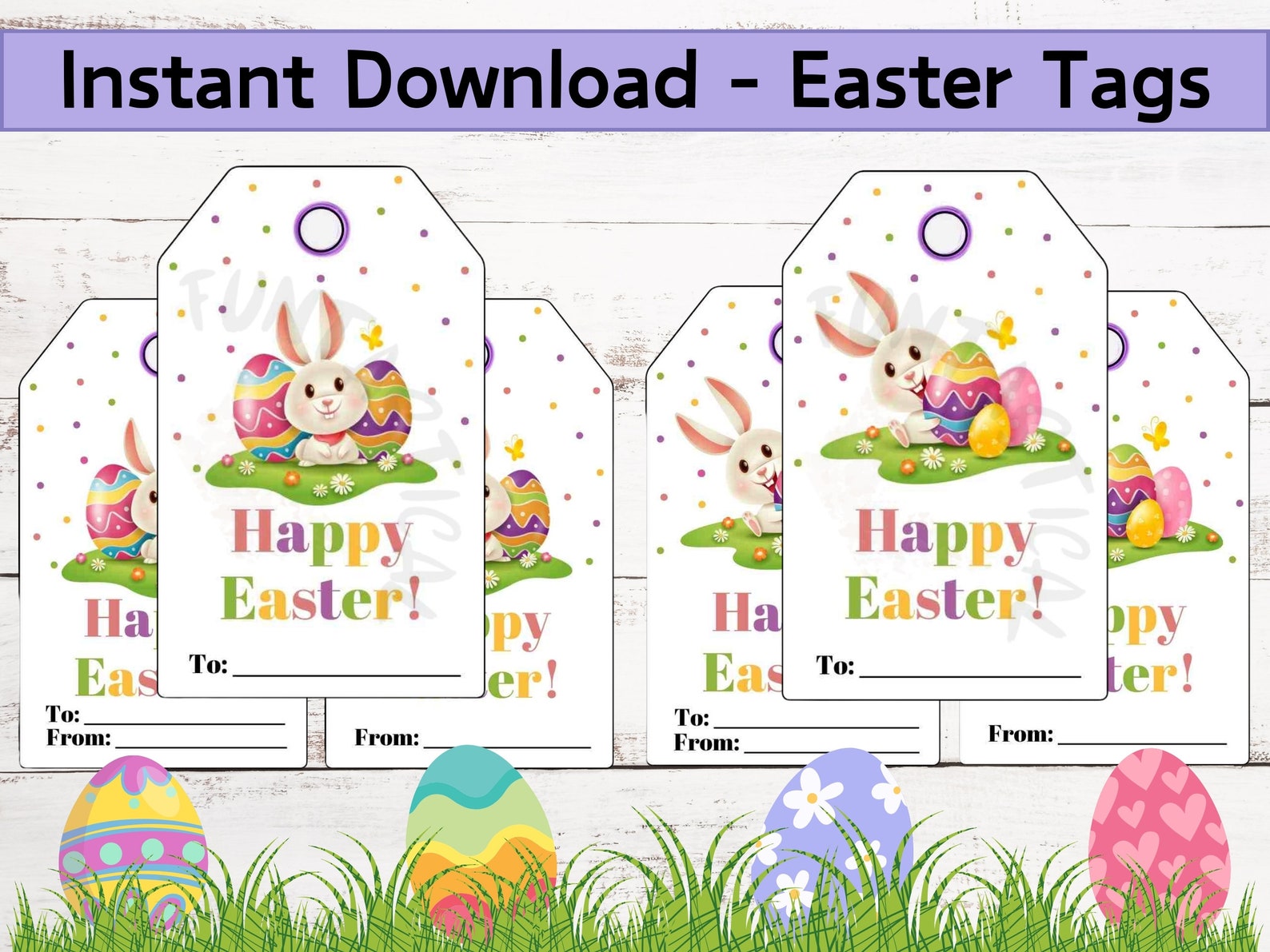 Printable Easter Basket Gift Tags, Charming and Colorful Treat Bag ...