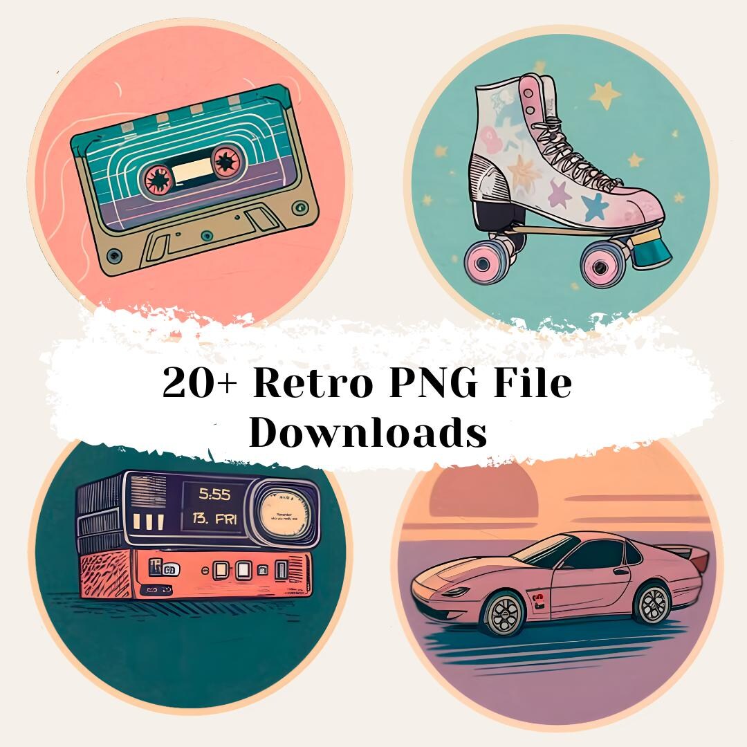 Retro PNG Bundle | Vintage Aesthetic PNG Files | Print on Demand ...
