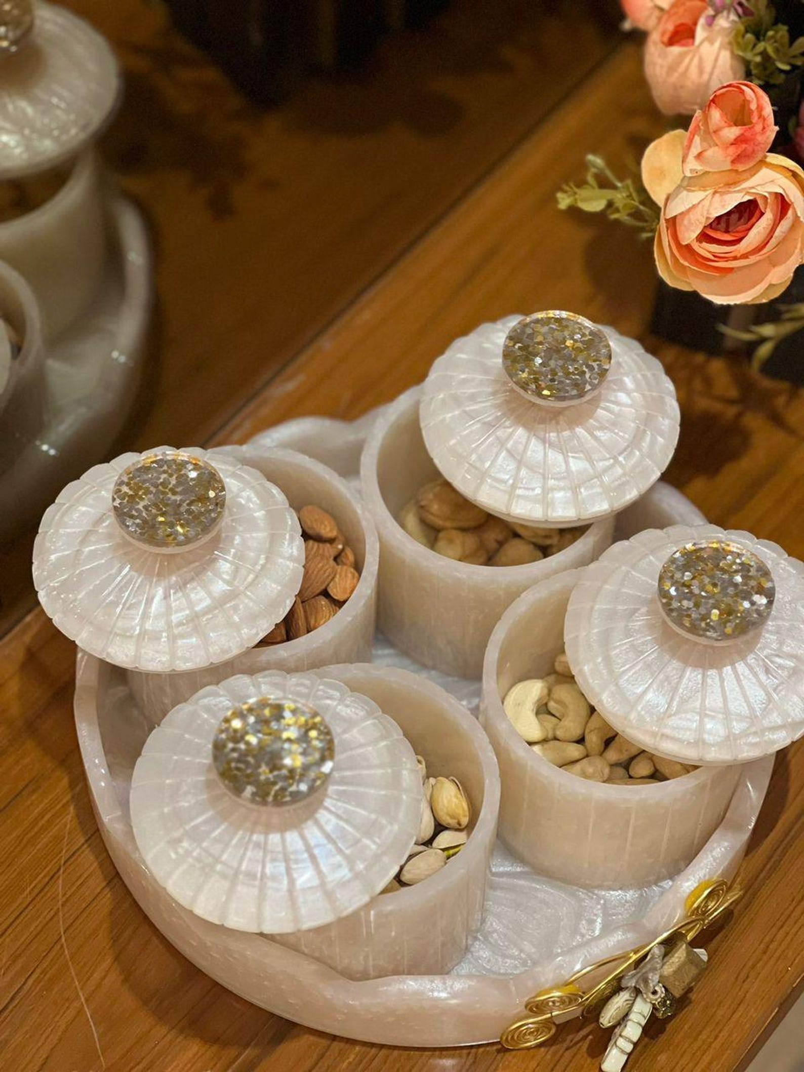Resin Jars With Tray Set| Handcrafted Snack Boxes | Coffee Tables ...
