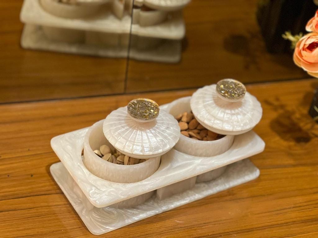 Resin Jars With Tray Set| Handcrafted Snack Boxes | Coffee Tables ...