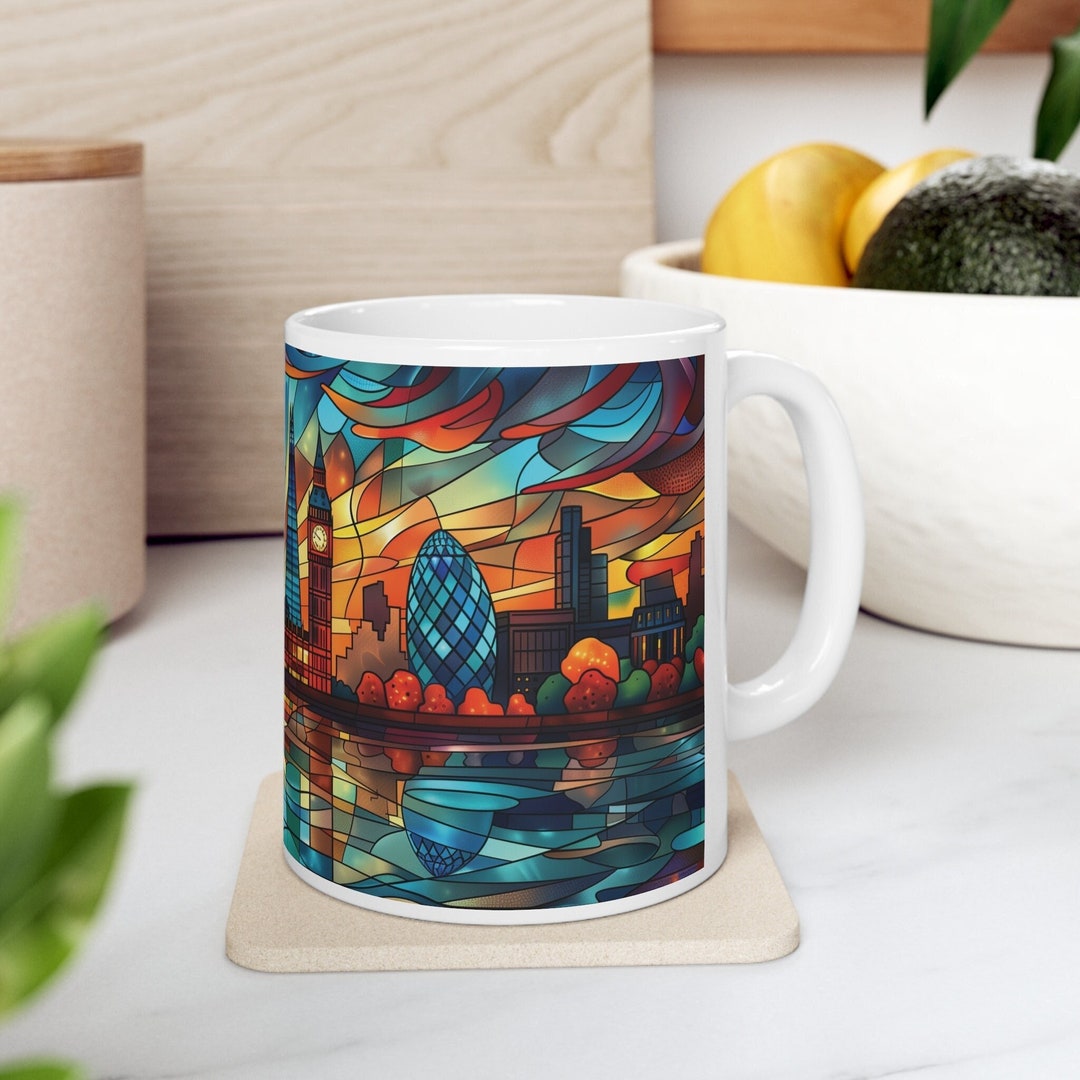 London Mug, City Mug, London Cityscape Mug, Stained Glass, Travel Mug ...