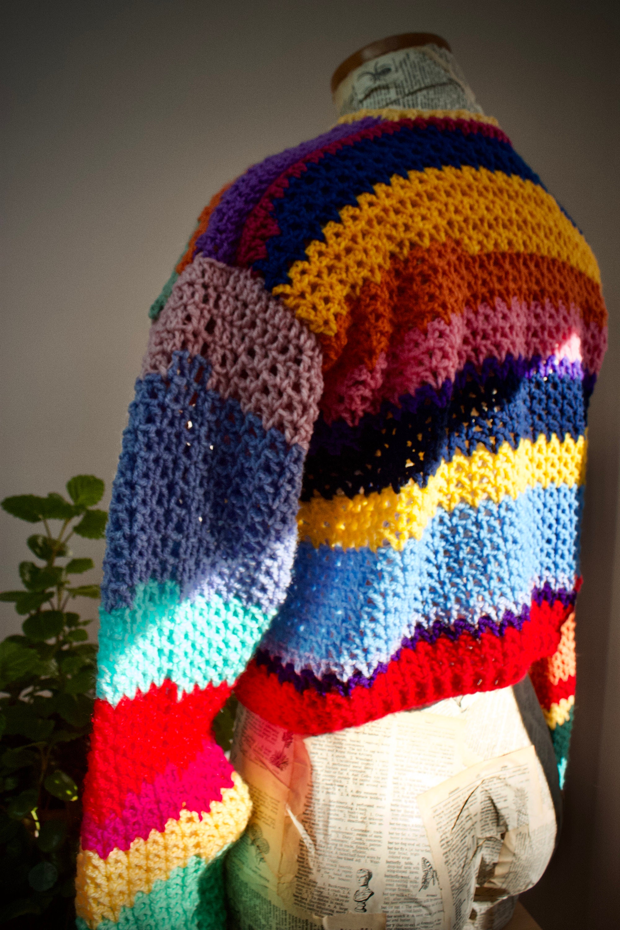 Multicoloured Handmade Crochet Cropped Scrap Jumper/sweater - Etsy UK