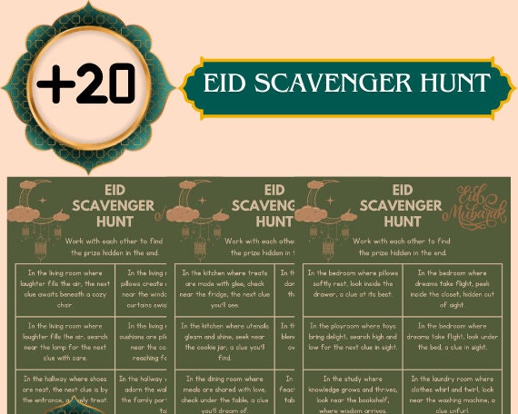 Eid Scavenger Hunt, Islamic Favors, Eid Mubarak, Eid Favors, Eid Gift ...