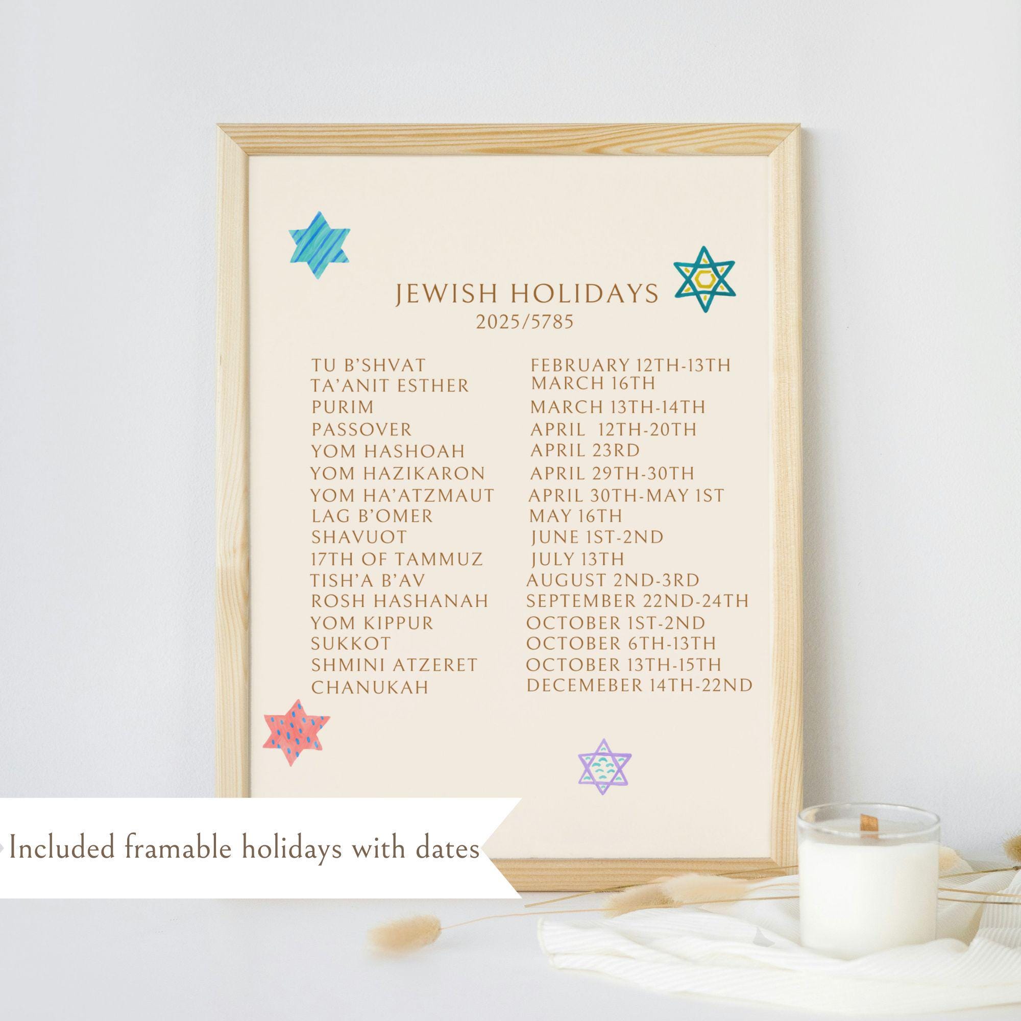 Printable Jewish Calendar 5785, Hebrew Calendar, Religious Calendar ...