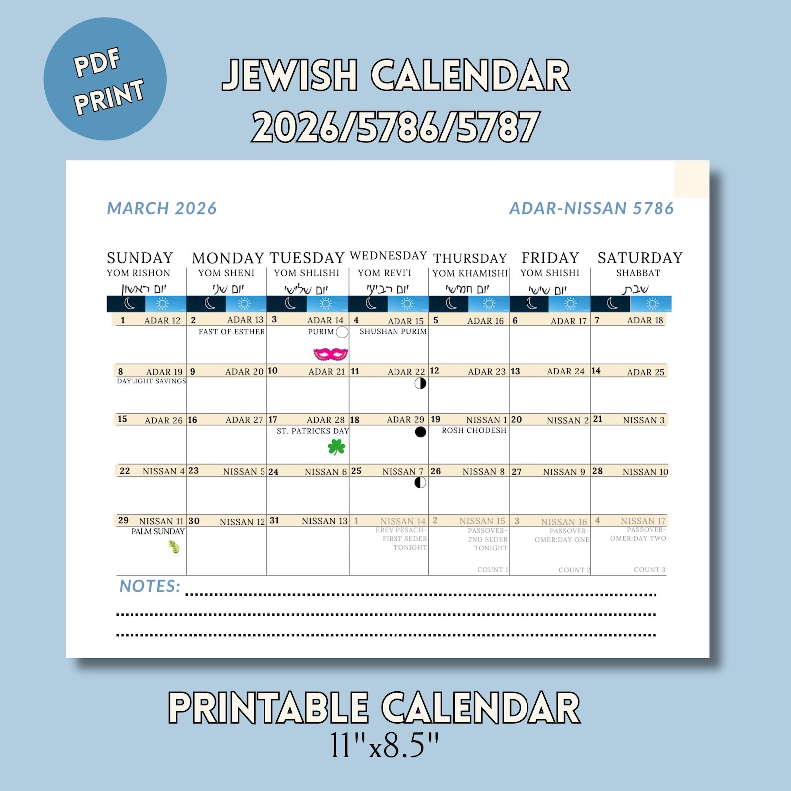 Printable Jewish Calendar 5785, Hebrew Calendar, Religious Calendar ...