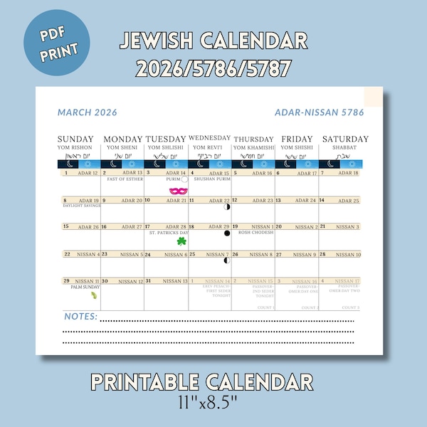 Jewish Calendar. 2026 - Etsy