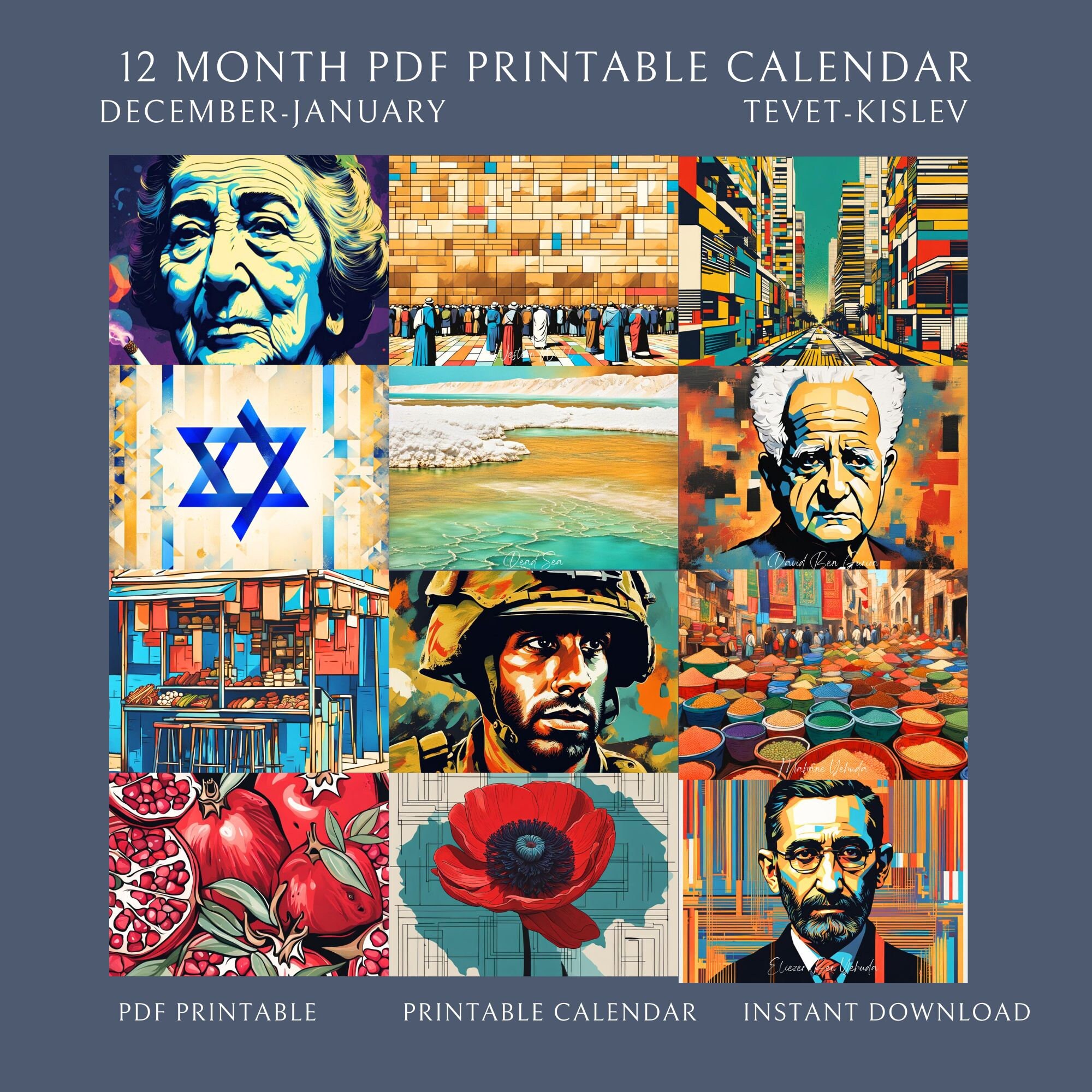 Printable Jewish Calendar 5784, Hebrew Calendar, Religious Calendar ...