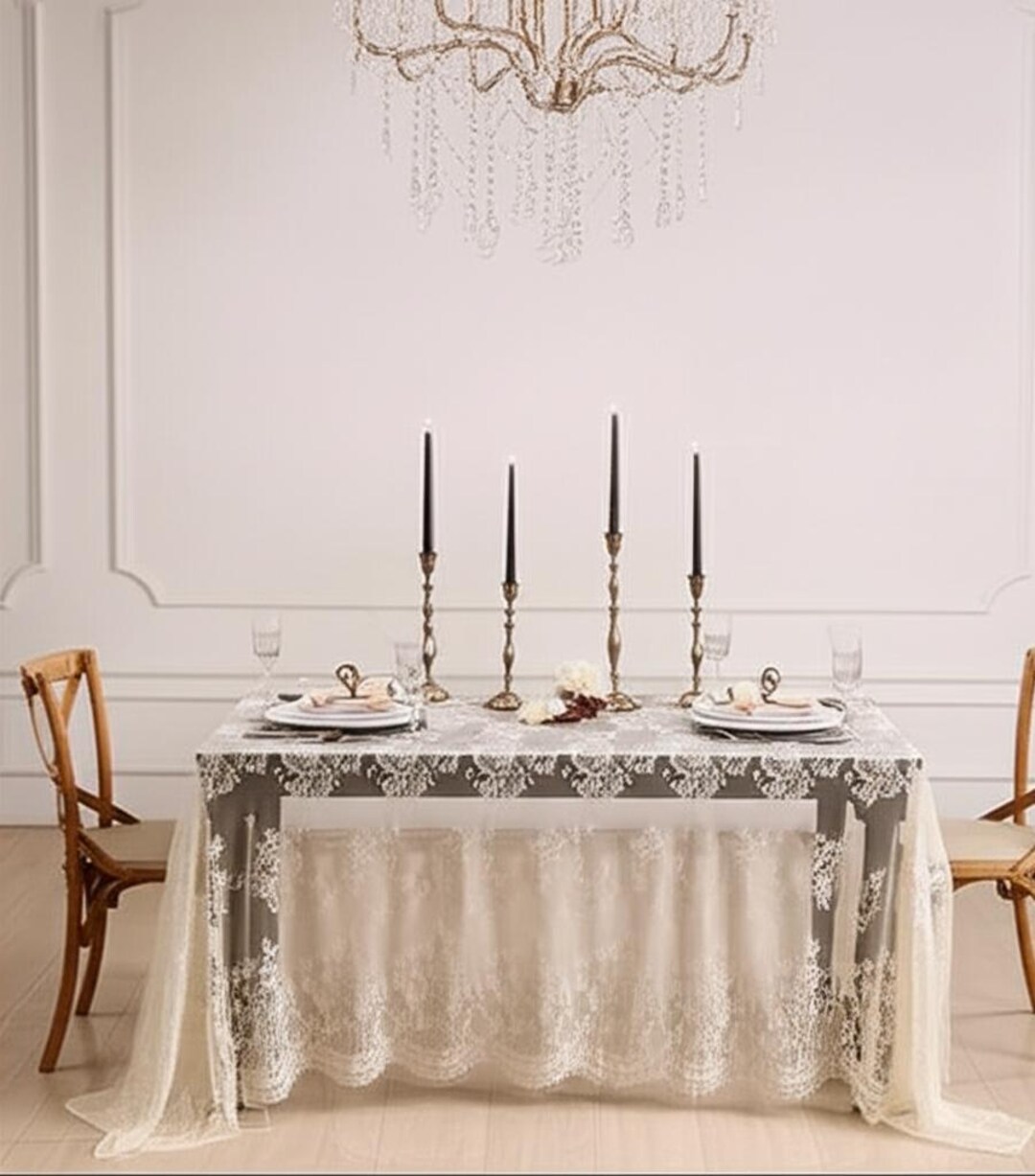 Lace Linen Tablecloth: Floral Embroidered Farmhouse Wedding Decor ...