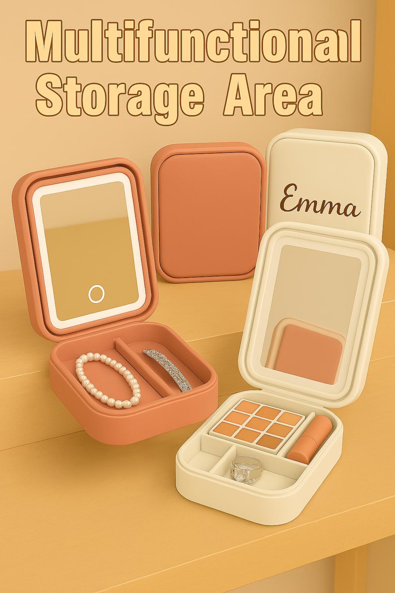 Personalized Bridesmaid Proposal Lighted Makeup Gift Box: LED Travel ...