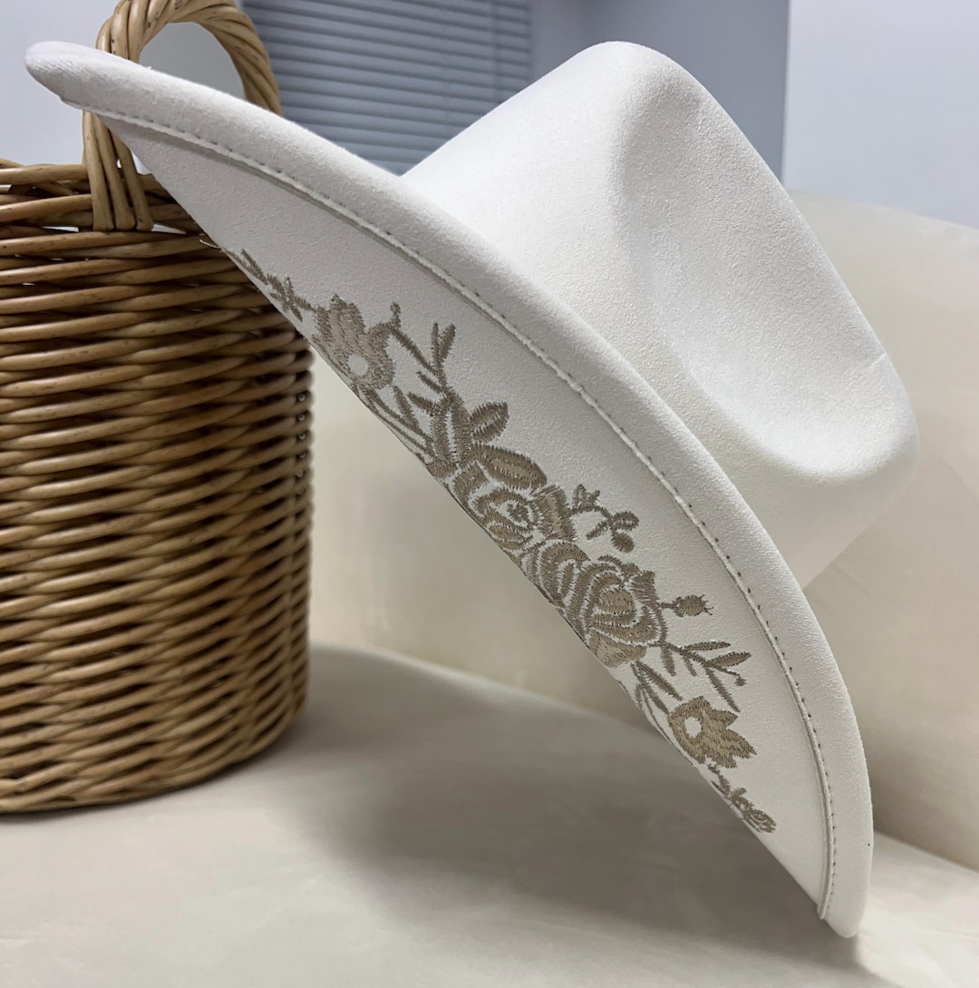 Bride Floral Hat,floral Cowboy Hat,bachelorette Party Hat,nashville ...