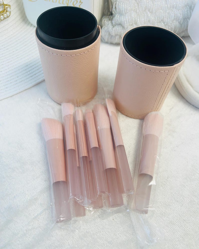 Personalized Makeup Brush Set, Vegan Leather Case, Travel Brushes ...