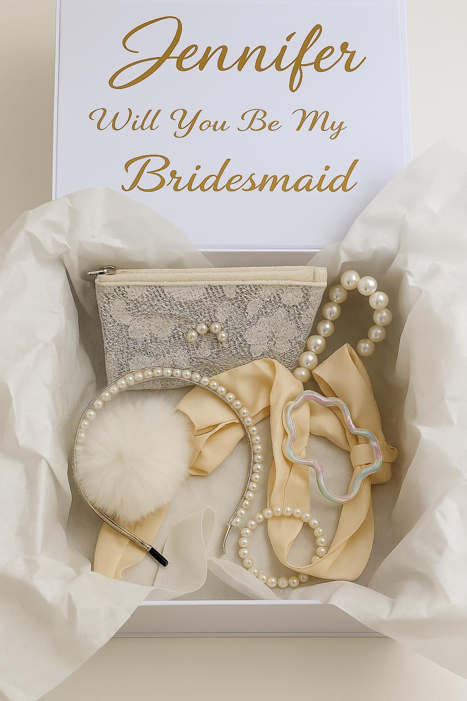 Personalized Bridesmaid Proposal Gift Box: Pearl Accessories Set - Etsy