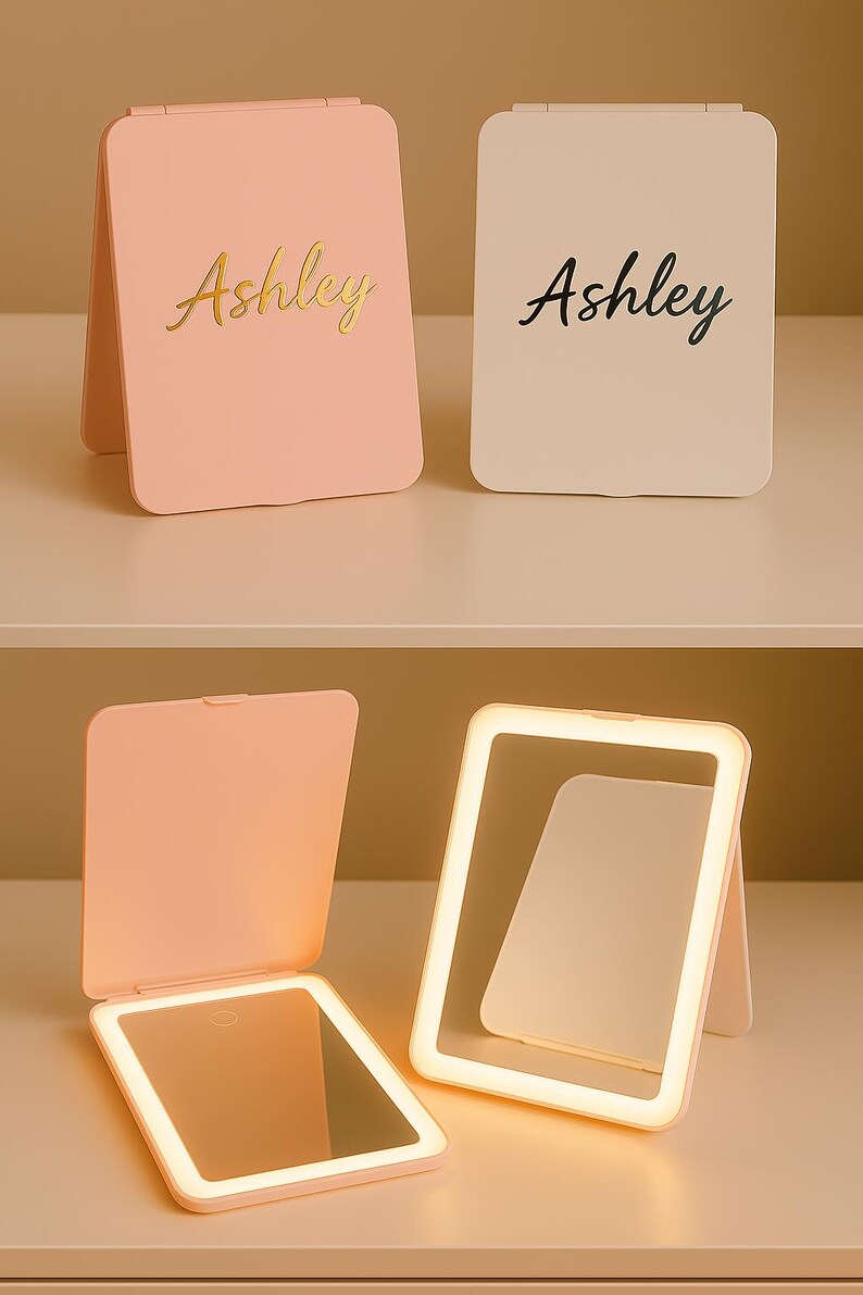 Personalized Light up Makeup Mirror: LED Travel Vanity Mirror ...
