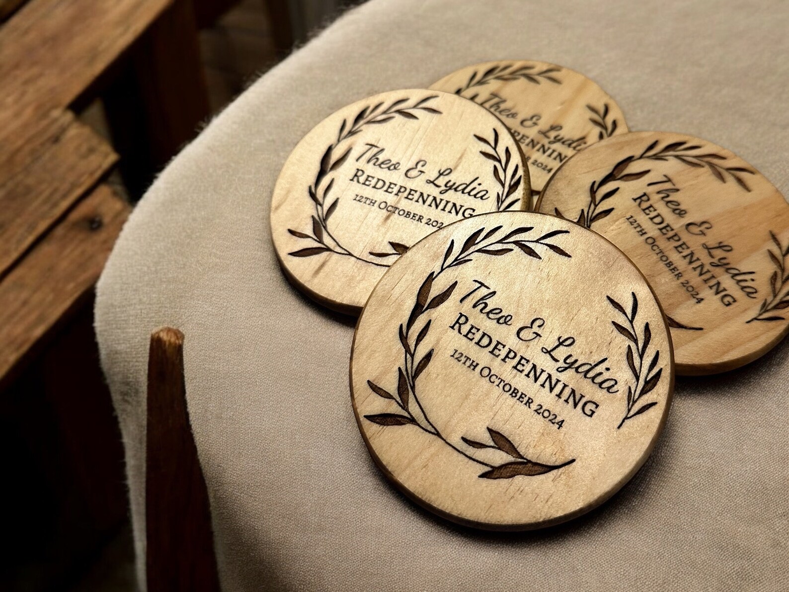 Personalized Wooden Coasters Gift Set Engraved Housewarming Gift ...