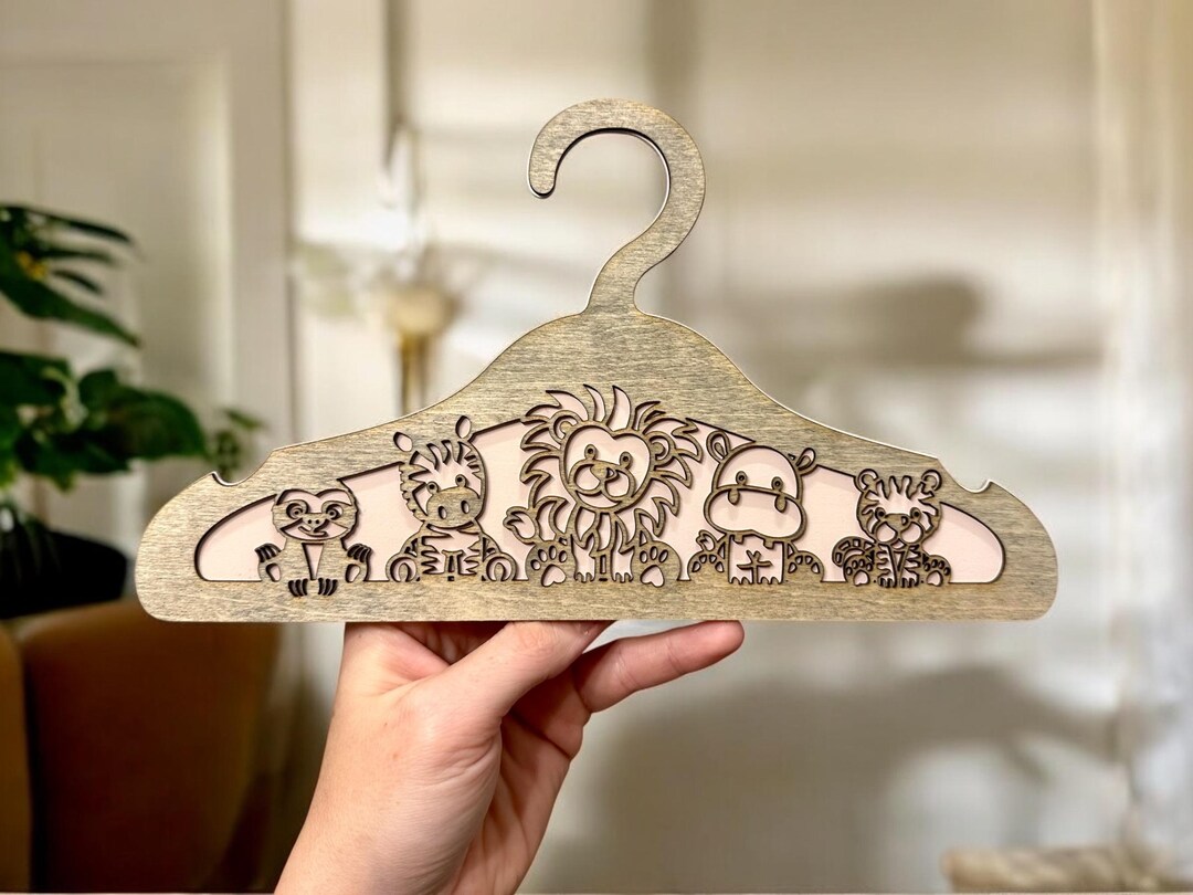 Wooden Baby Hanger Personalized Safari Hanger Safari Theme Children ...