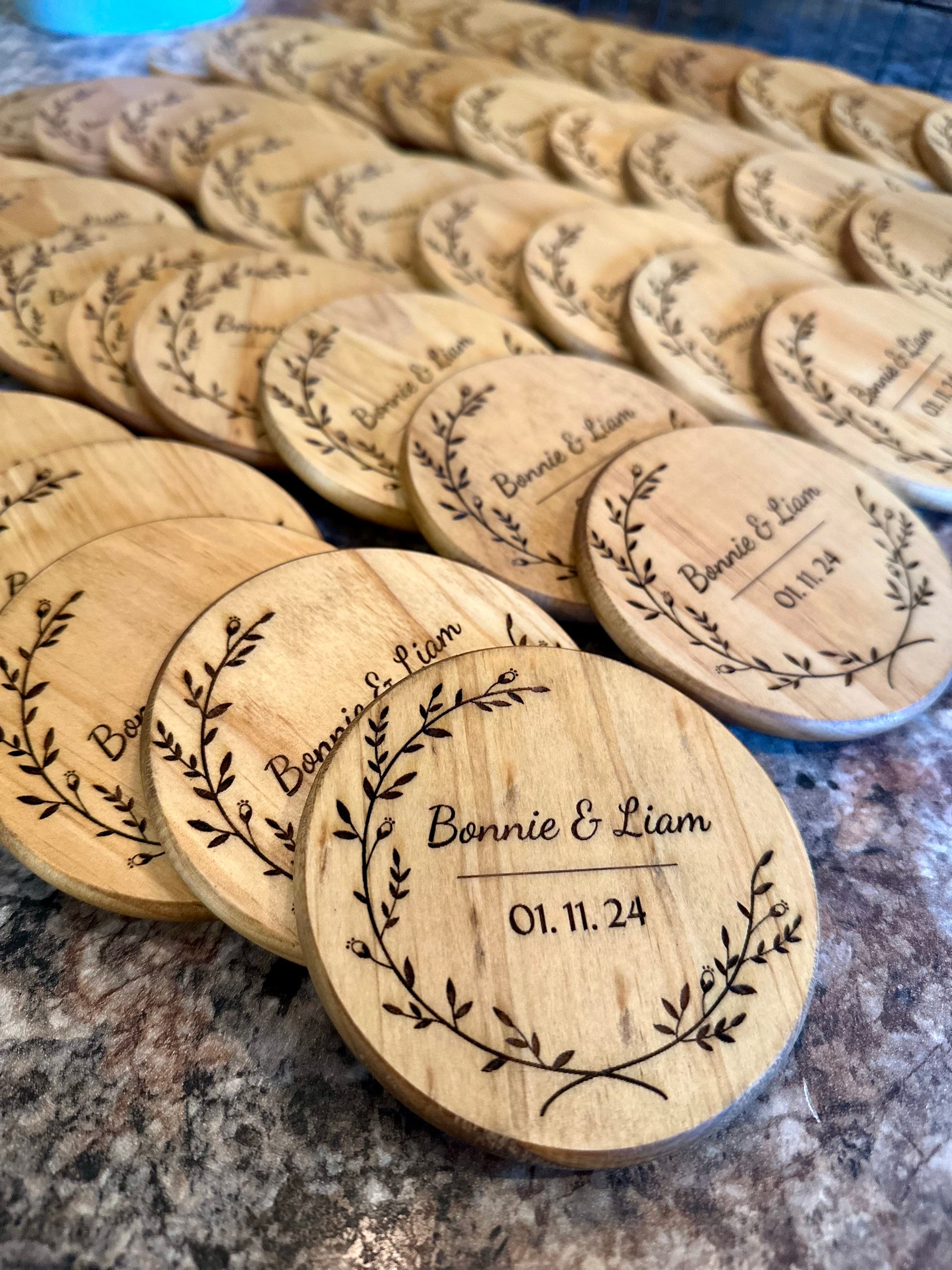 Personalized Wooden Coasters Gift Set Engraved Housewarming Gift ...