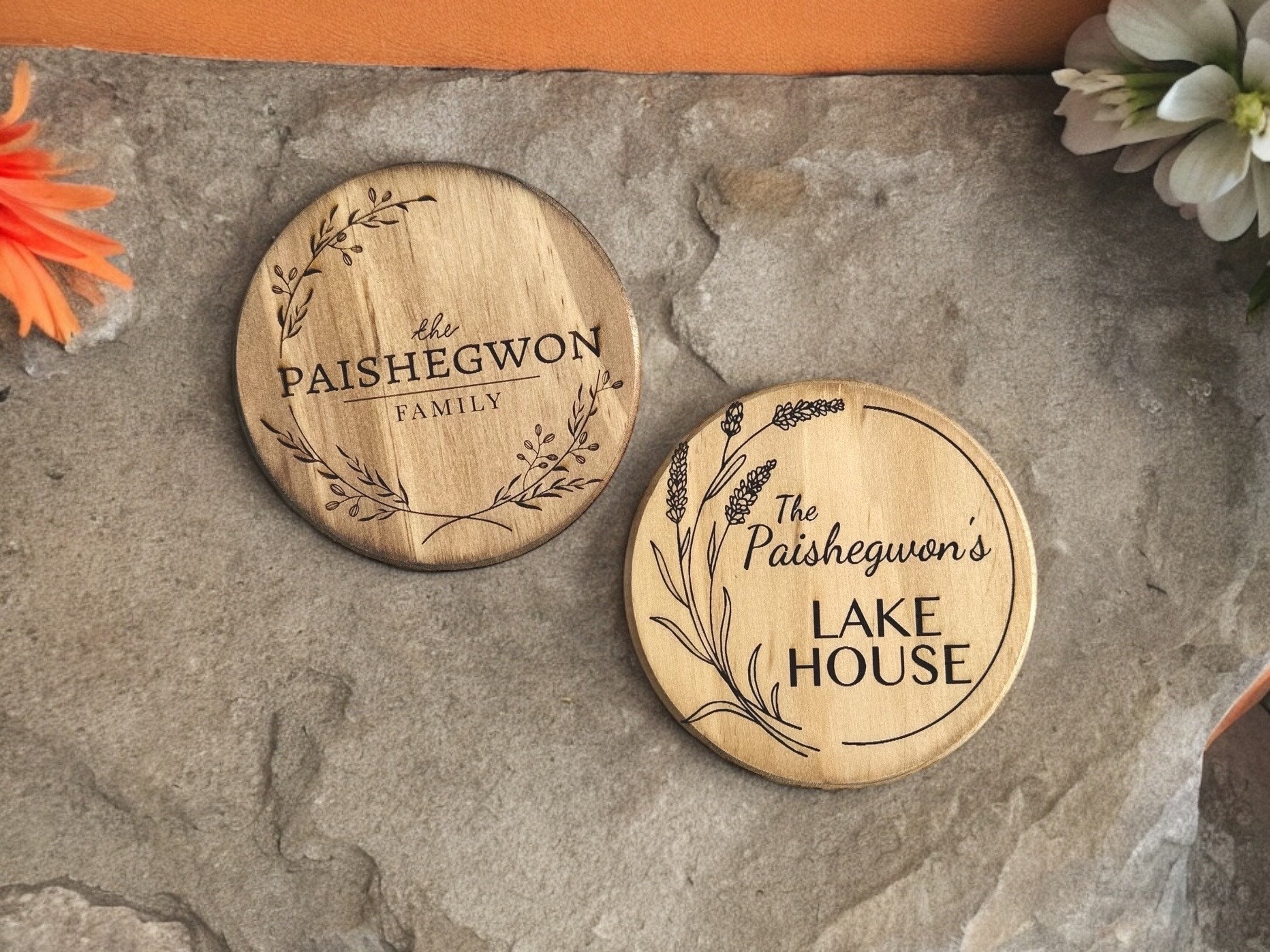 Personalized Wooden Coasters Gift Set Engraved Housewarming Gift ...