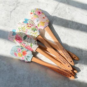 Personalized Engraved Spatula | Wood and Silicone Scraper ...