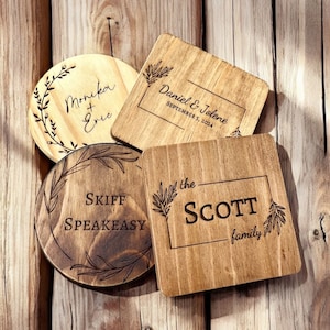 Personalized Wooden Coasters Gift Set | Engraved Housewarming Gift ...