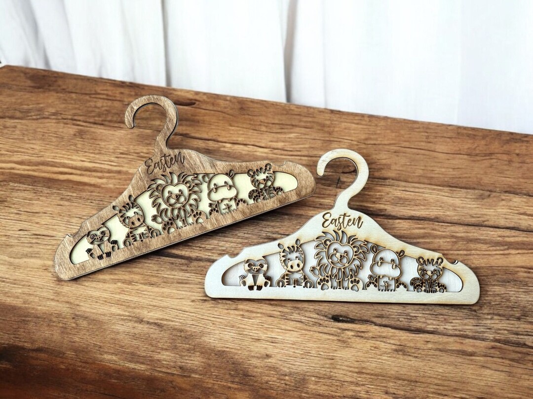 Personalized Safari Hanger Safari Theme Wooden Baby Hanger Children ...