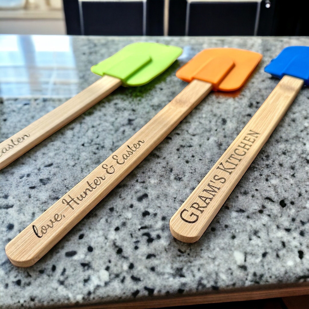 Personalized Engraved Spatula | Wood and Silicone Scraper ...