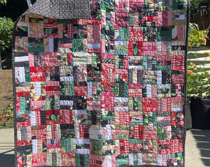 Cherry Pie Red Handmade Quilt for Sale | Scrappy Patchwork Quilt ...