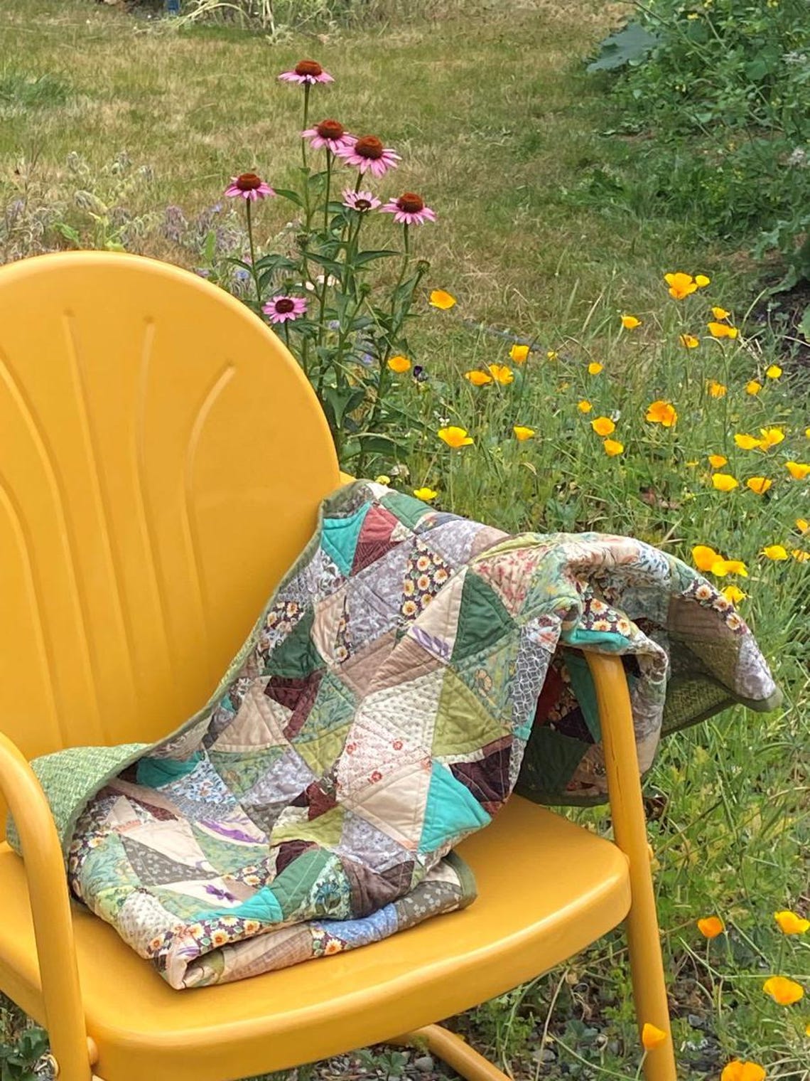Sunflower Pickle Handmade Quilt for Sale Scrappy Patchwork Quilt Cottagecore Farmhouse Style ...