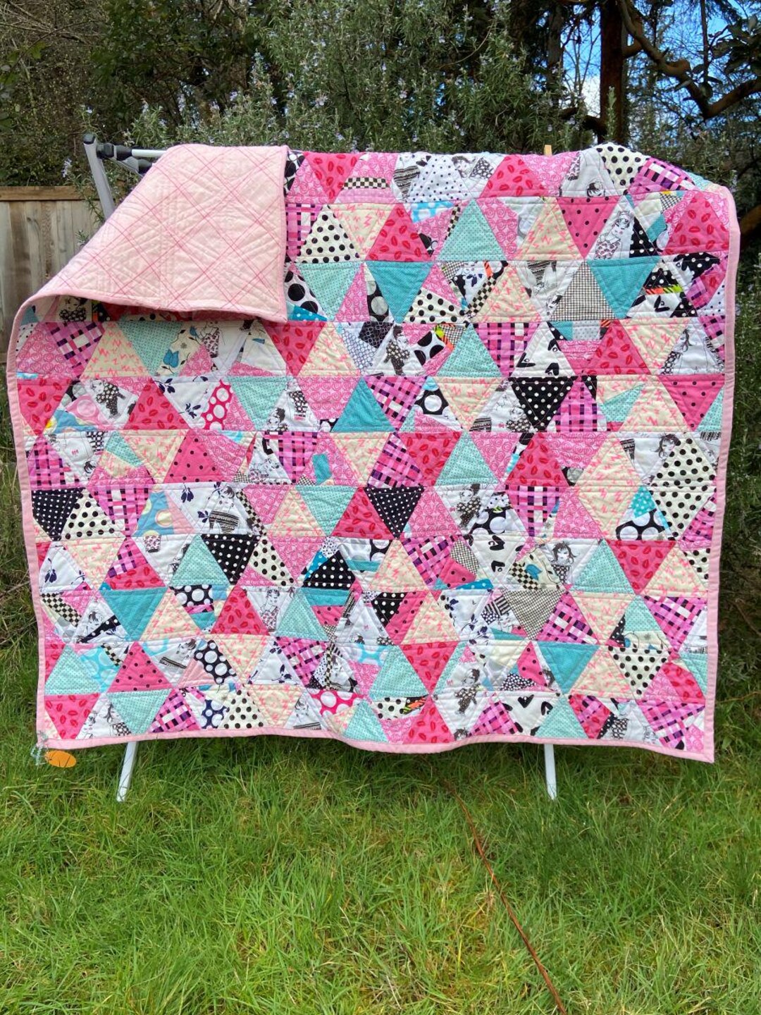 Material Girls 80s Quilt: Pink, Turquoise, Polka Dots (41.5 X 42) - Etsy