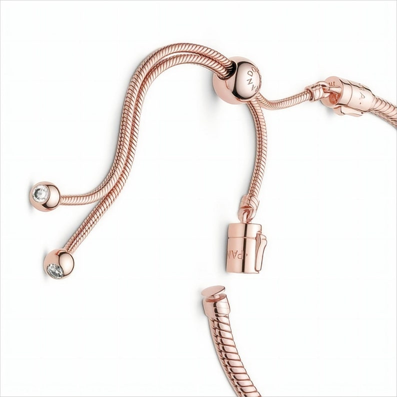 Pandora Rose Gold Moments Snake Chain Slider Charm Bracelet 587125cz-2 ...