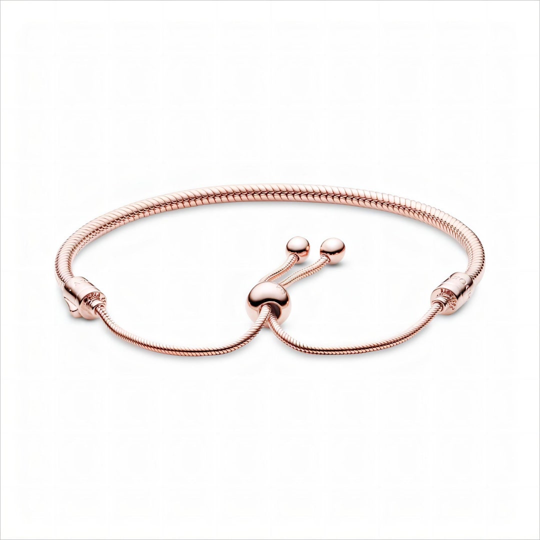 Pandora Rose Gold Moments Snake Chain Slider Charm Bracelet 587125cz-2 ...