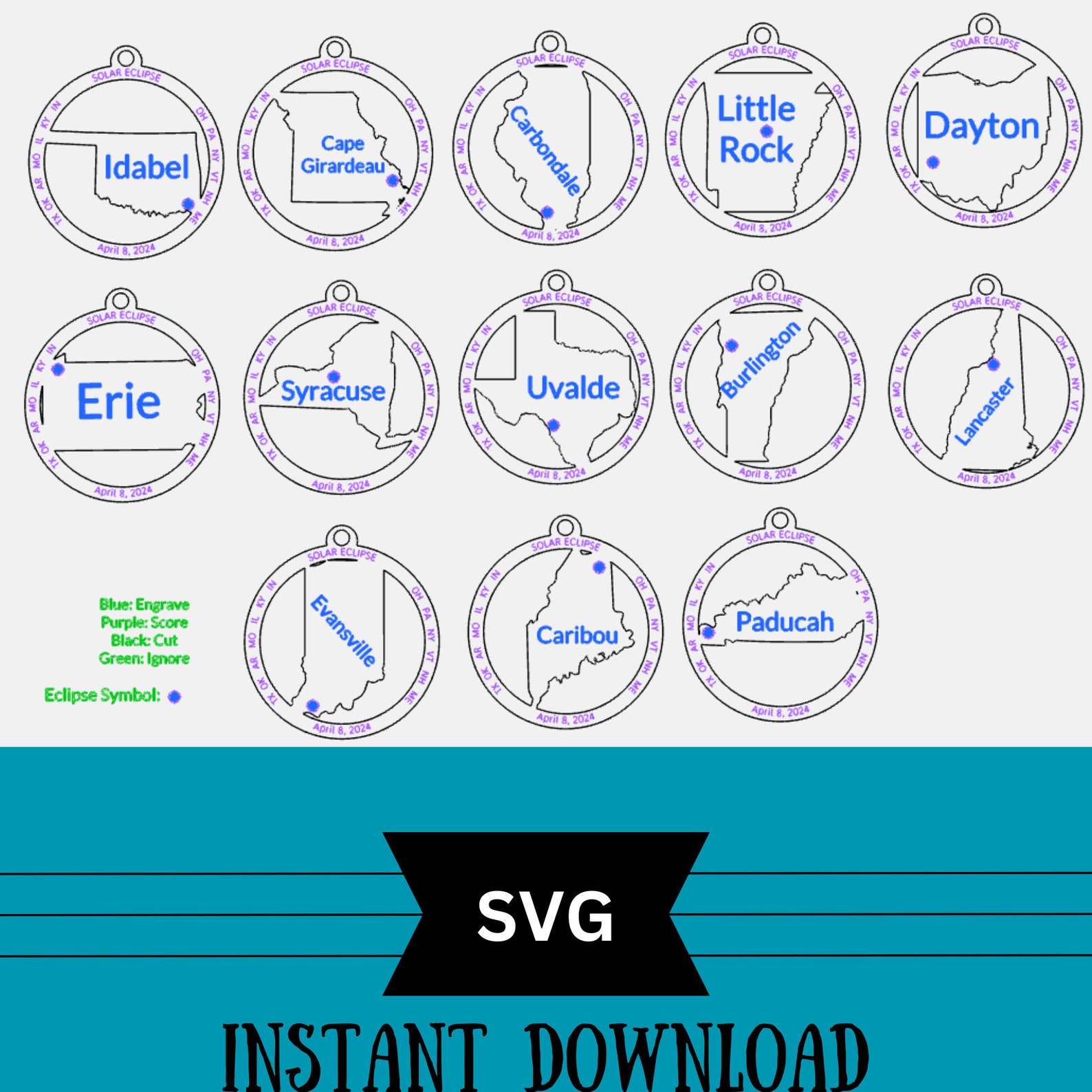 2024 Solar Eclipse SVG, Solar Eclipse Keepsake, Ornament, Svg, Digital ...