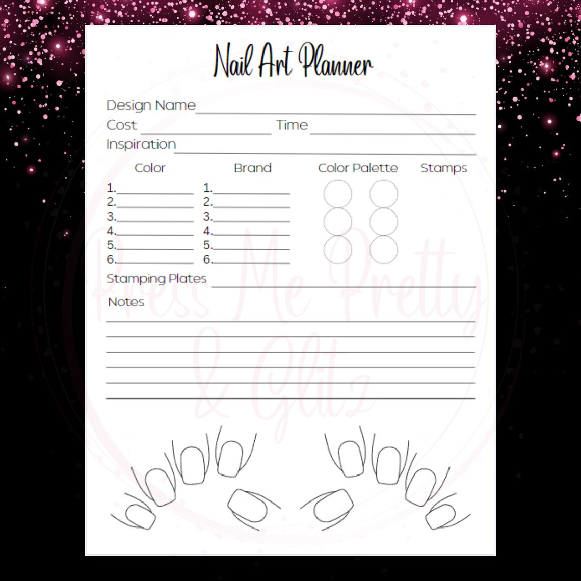 Digital Nail Art Planner Nail Tech Planning Sheet Nail Art Custom Nail ...
