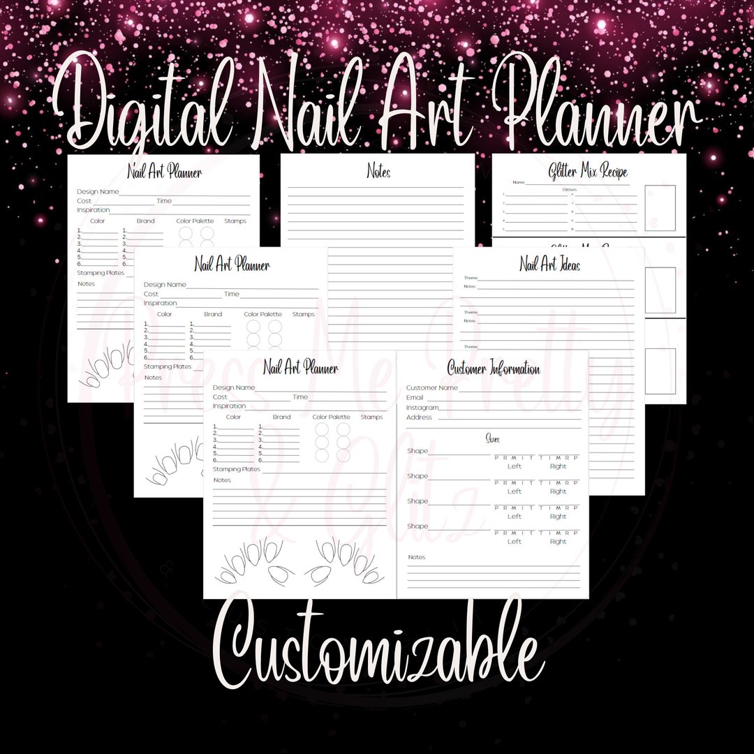 Digital Nail Art Planner Nail Tech Planning Sheet Nail Art Custom Nail ...
