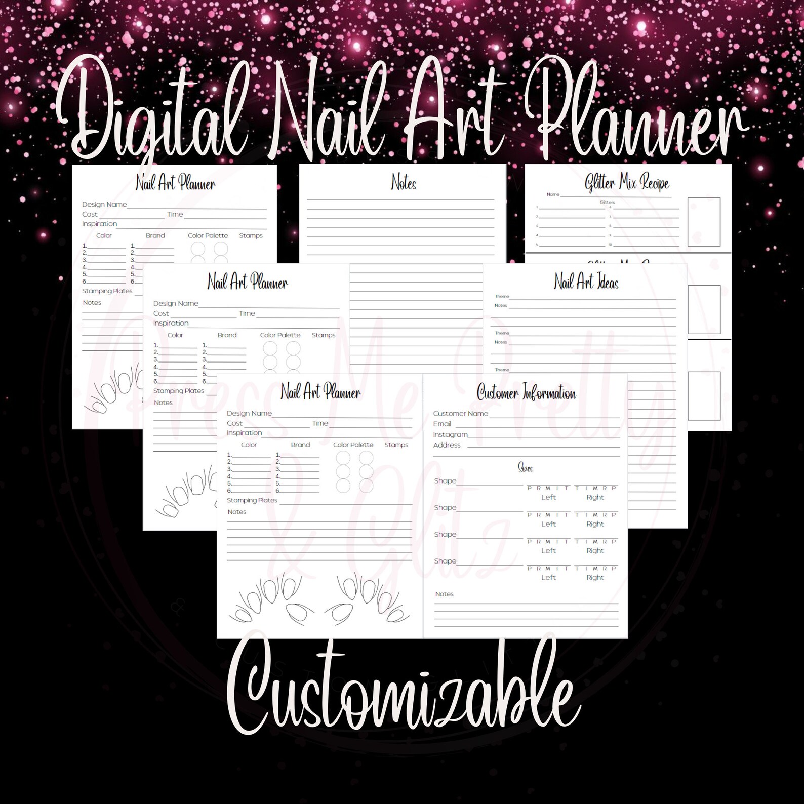 Digital Nail Art Planner Nail Tech Planning Sheet Nail Art Custom Nail ...