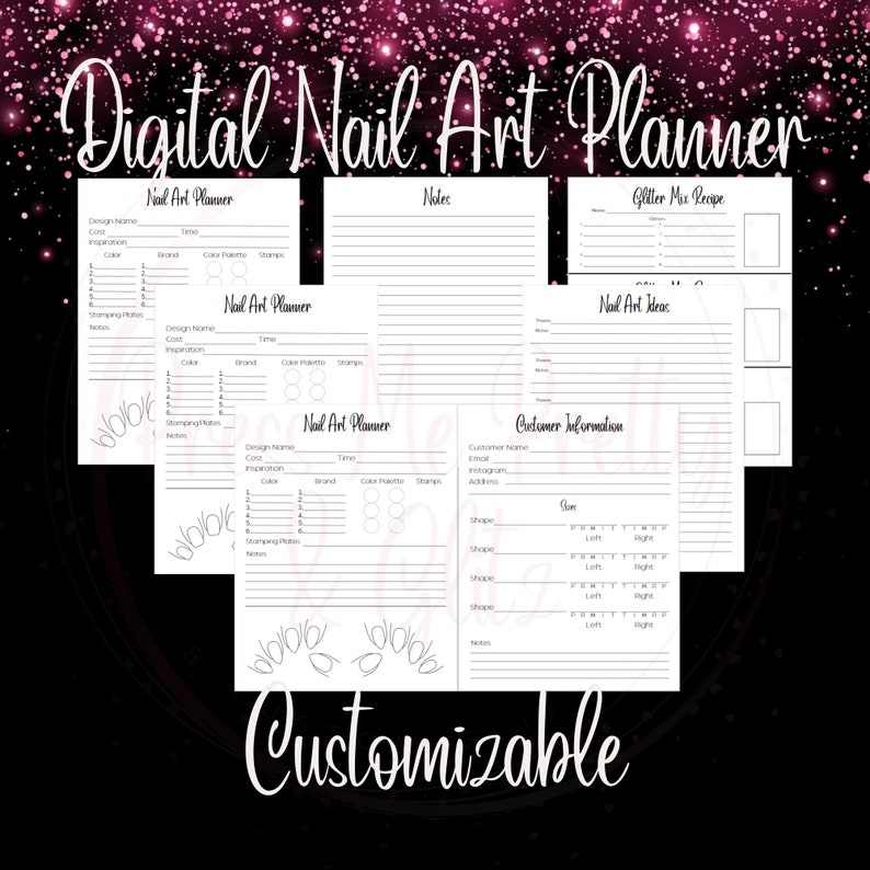 Digital Nail Art Planner Nail Tech Planning Sheet Nail Art Custom Nail ...