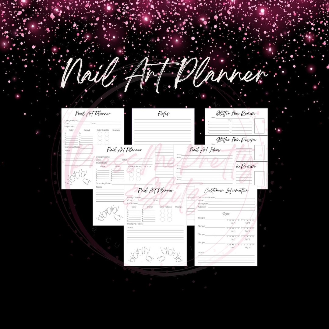 Printable Nail Art Planner Nail Tech Planner Nail Design Planning Sheet ...