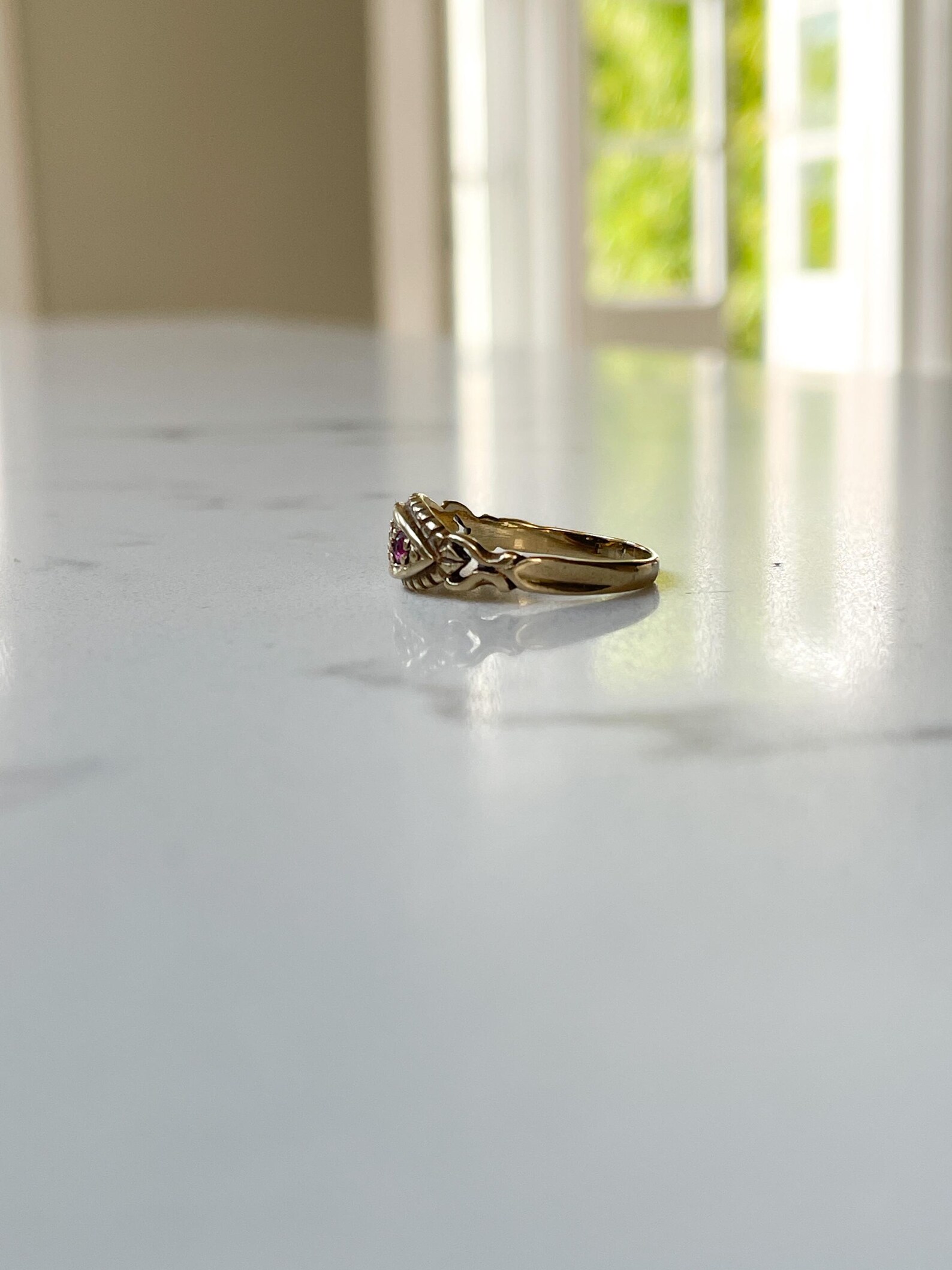 Vintage Diamond and Ruby Boat Ring 1970s - Etsy