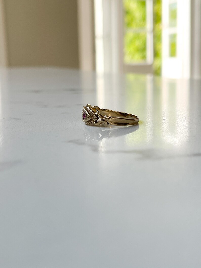 Vintage Diamond and Ruby Boat Ring 1970s - Etsy