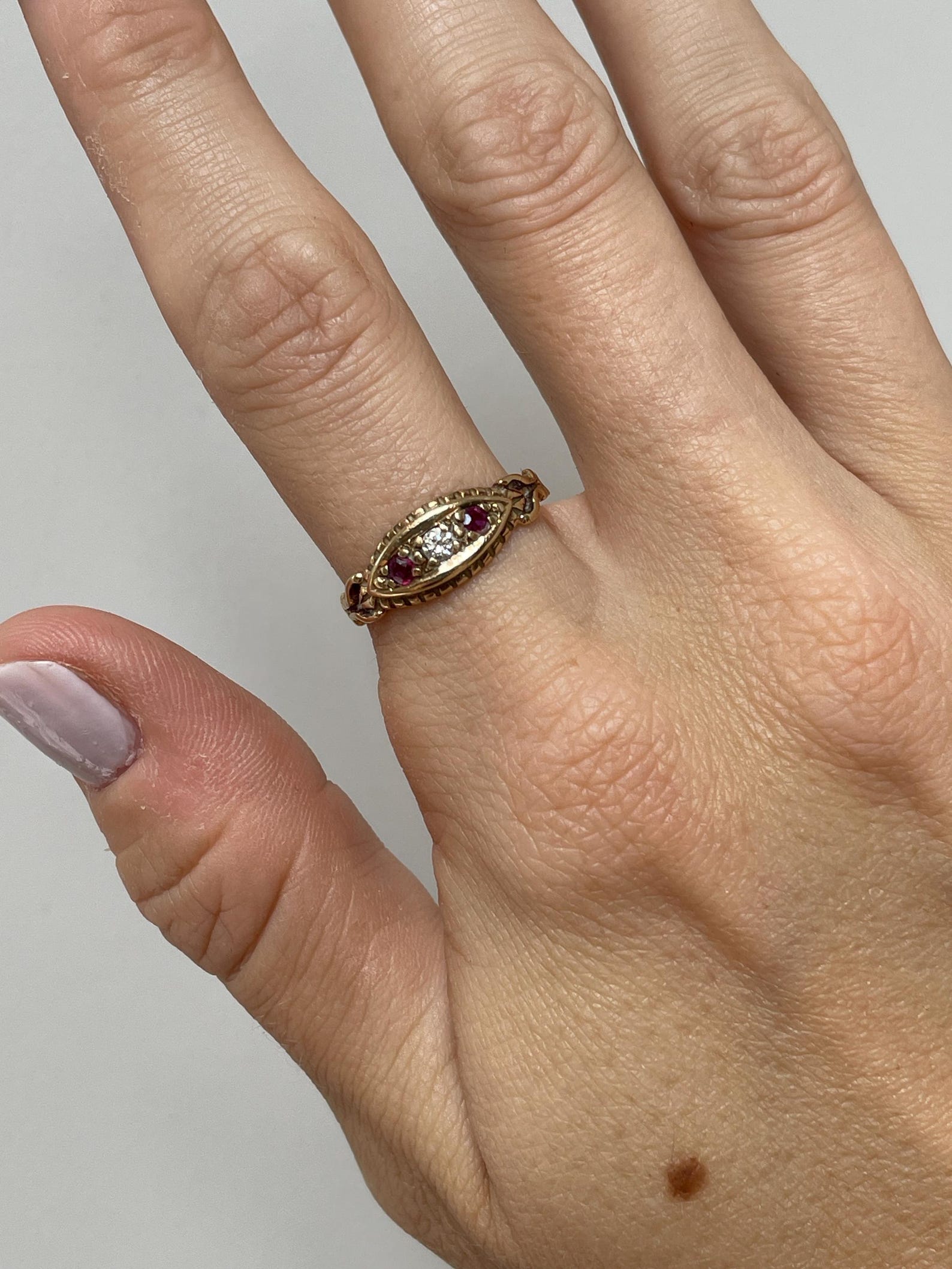 Vintage Diamond and Ruby Boat Ring 1970s - Etsy