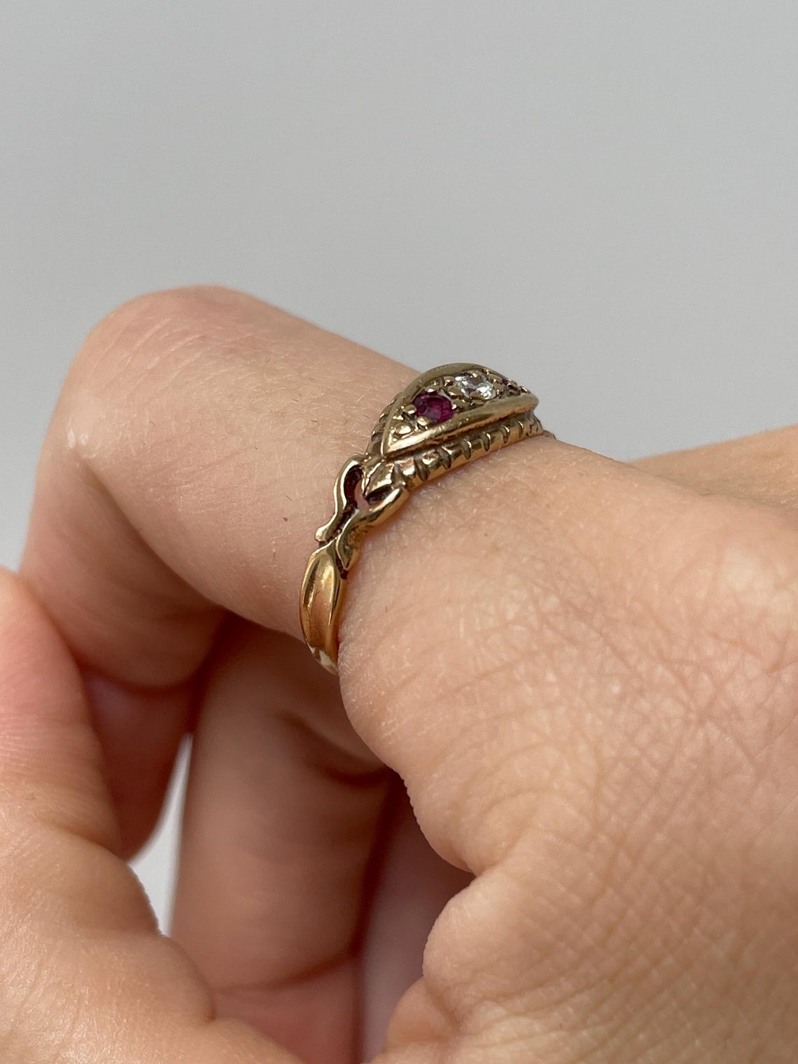 Vintage Diamond and Ruby Boat Ring 1970s - Etsy