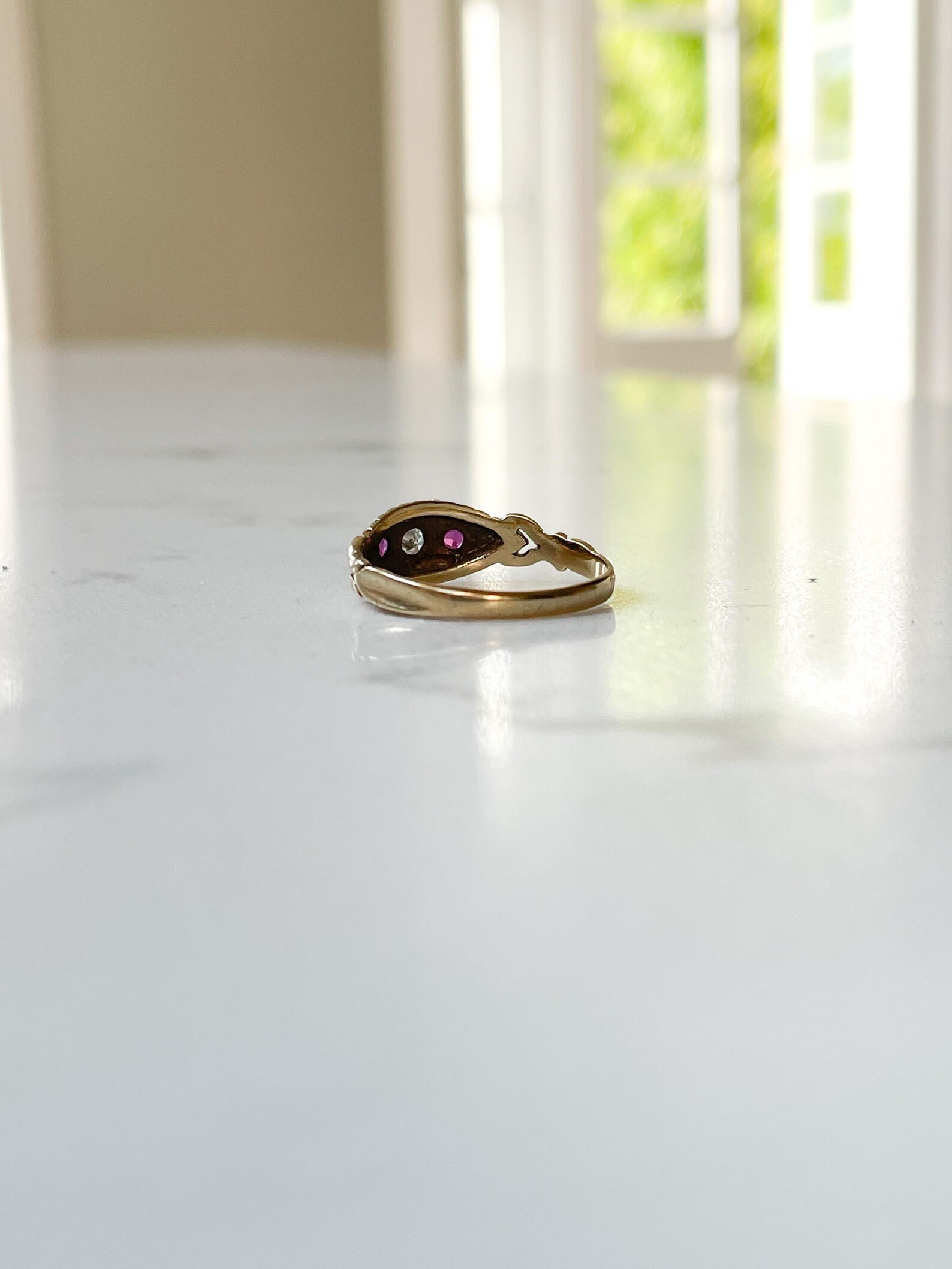 Vintage Diamond and Ruby Boat Ring 1970s - Etsy