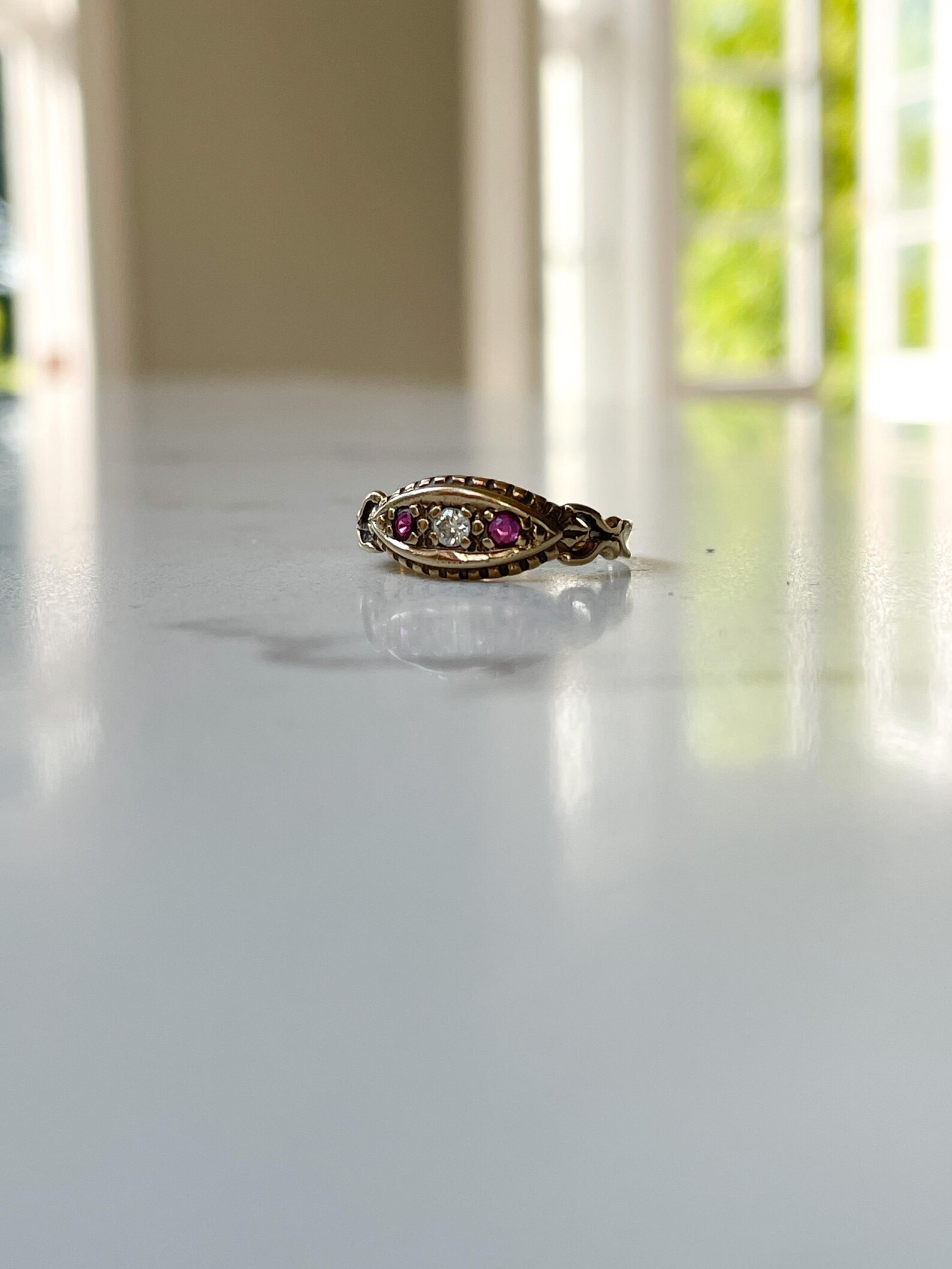 Vintage Diamond and Ruby Boat Ring 1970s - Etsy