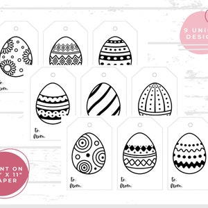Printable Easter Favor Tag, Easter Basket Gift Tag, Coloring Easter Egg ...