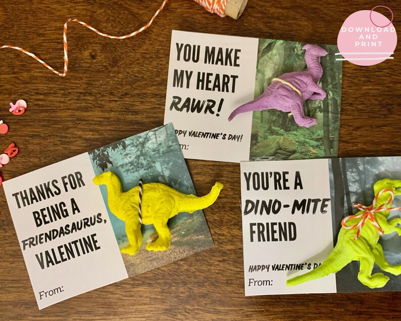 Dinosaur Valentine, Toy Dinosaur Valentine, Jurassic Valentine ...