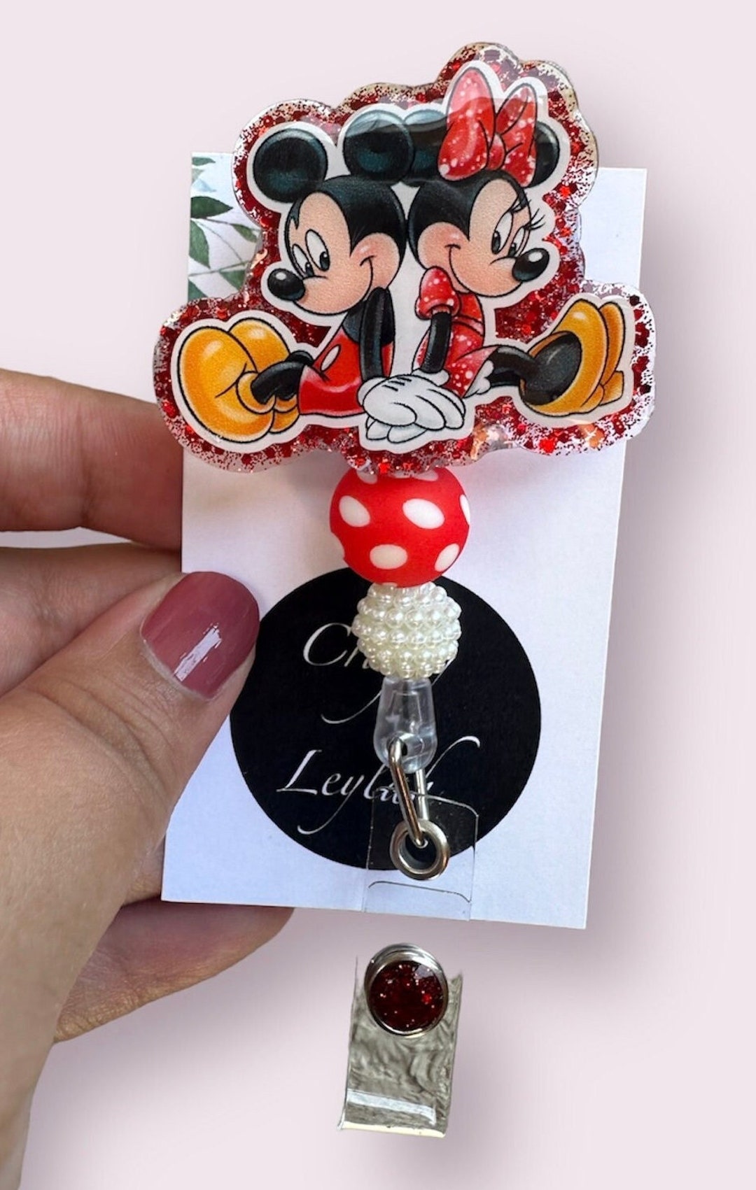 Mickey and Minnie Mouse Badge Reel Mickey Mouse ID Holder Minnie Mouse ...