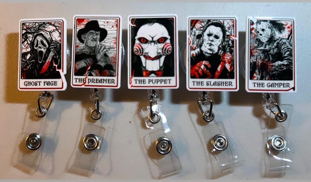 Halloween Badge Reels- Horror Movies ID Holder- Spooky Badge Reels ...